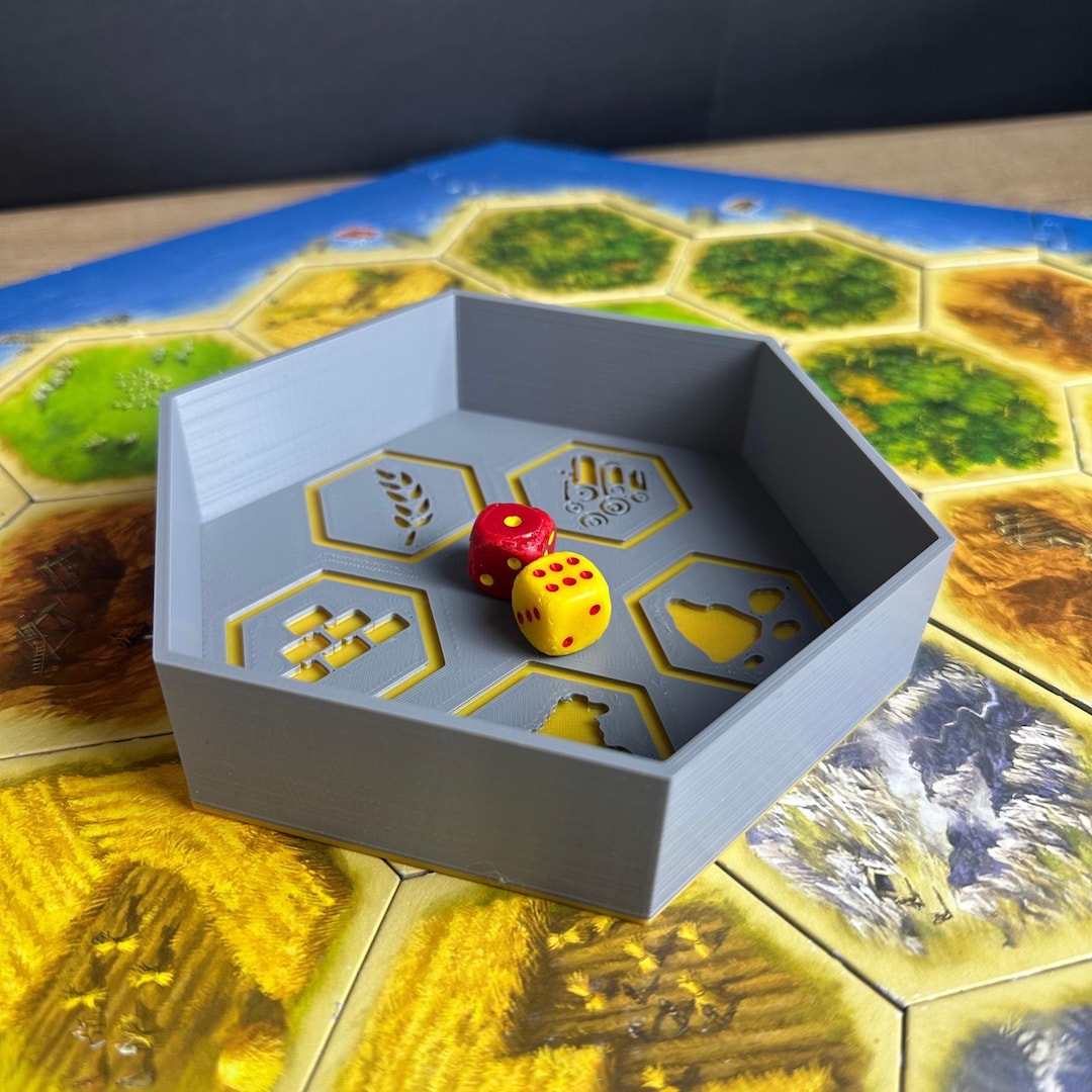 Hexagon Dice Tray for Catan and Board Games – 3D Printed With Golden ...