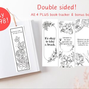 Book Tracker Bookmarks Printable Motivational Colourable - Etsy