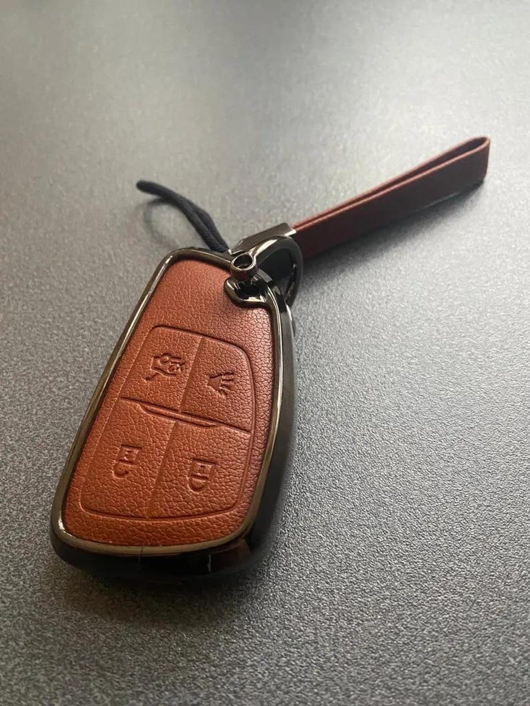 Gmc/chevy/buick Key Fob Cover With Leather Keychain 4 Buttons - Etsy