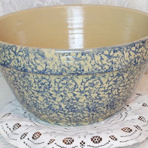 Vintage Robinson Ransbottom 14 Roseville Ohio Blue Spongeware Mixing ...