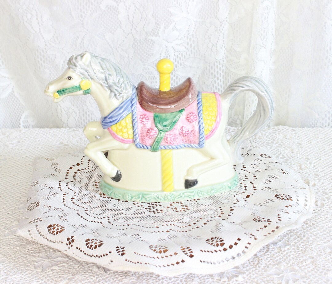 Vintage Novelty Teapot Carousel Horse - Vtg Merry-go-round Carnival ...