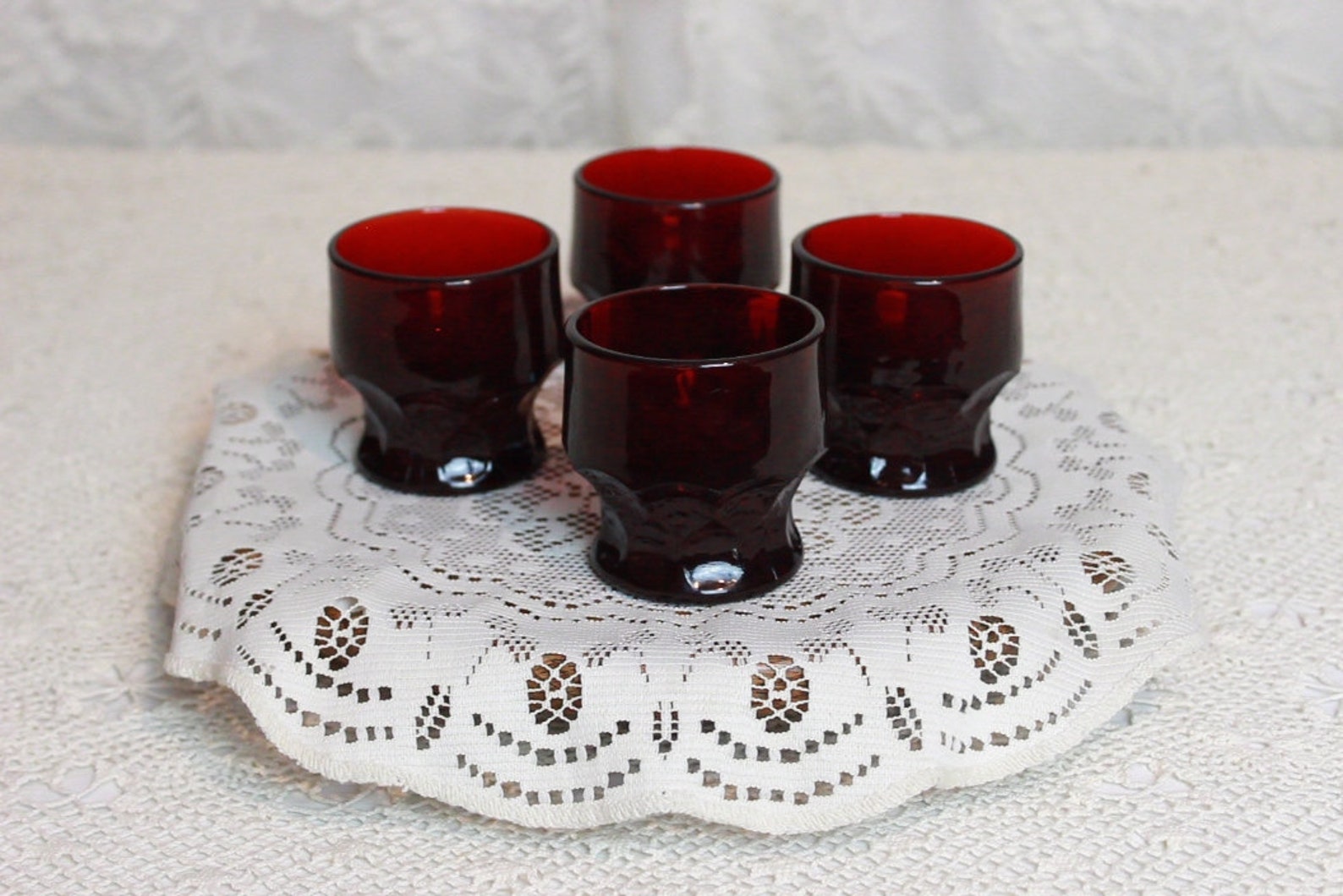Set of 4 Vintage Royal Ruby Glass Tumblers Anchor Hocking Royal Ruby ...