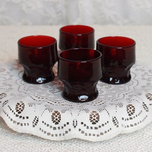 Set of 4 Vintage Royal Ruby Glass Tumblers Anchor Hocking Royal Ruby ...
