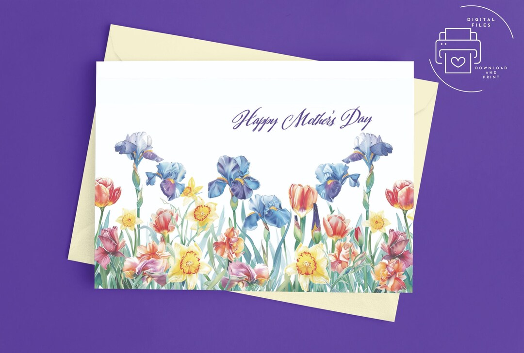 Happy Mother's Day: Bright Watercolor Spring Flower Garden Printable ...