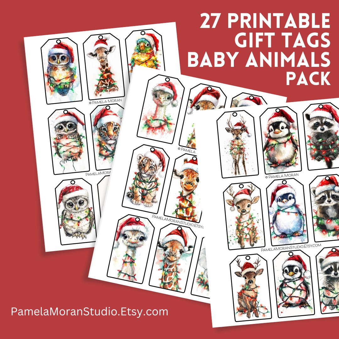 Printable Cute Baby Animals Holiday Gift Tags for Those Special Gifts ...