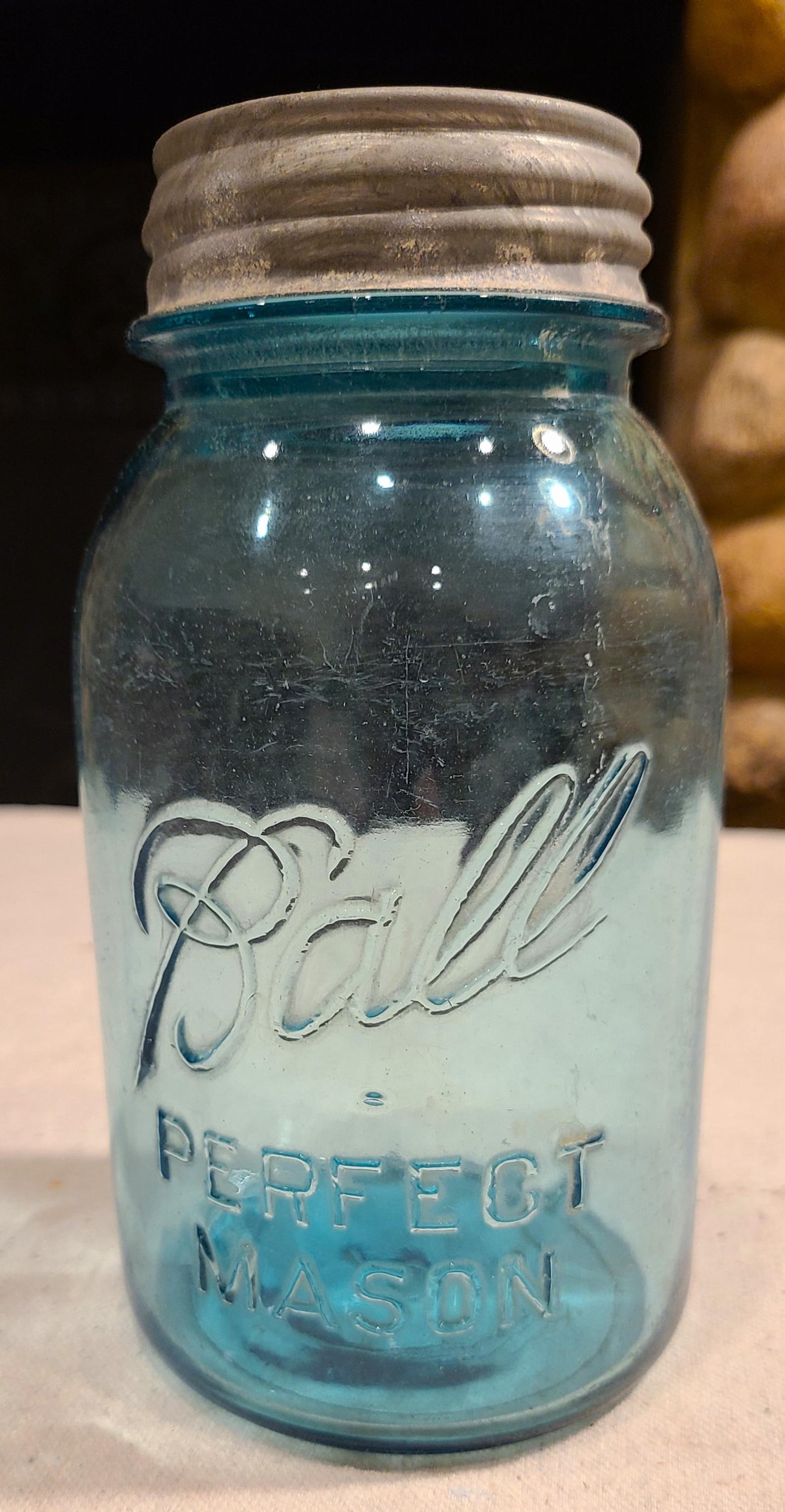 1920's Ball Perfect Mason Jar With Zinc Lid Very Good Condition Blue ...