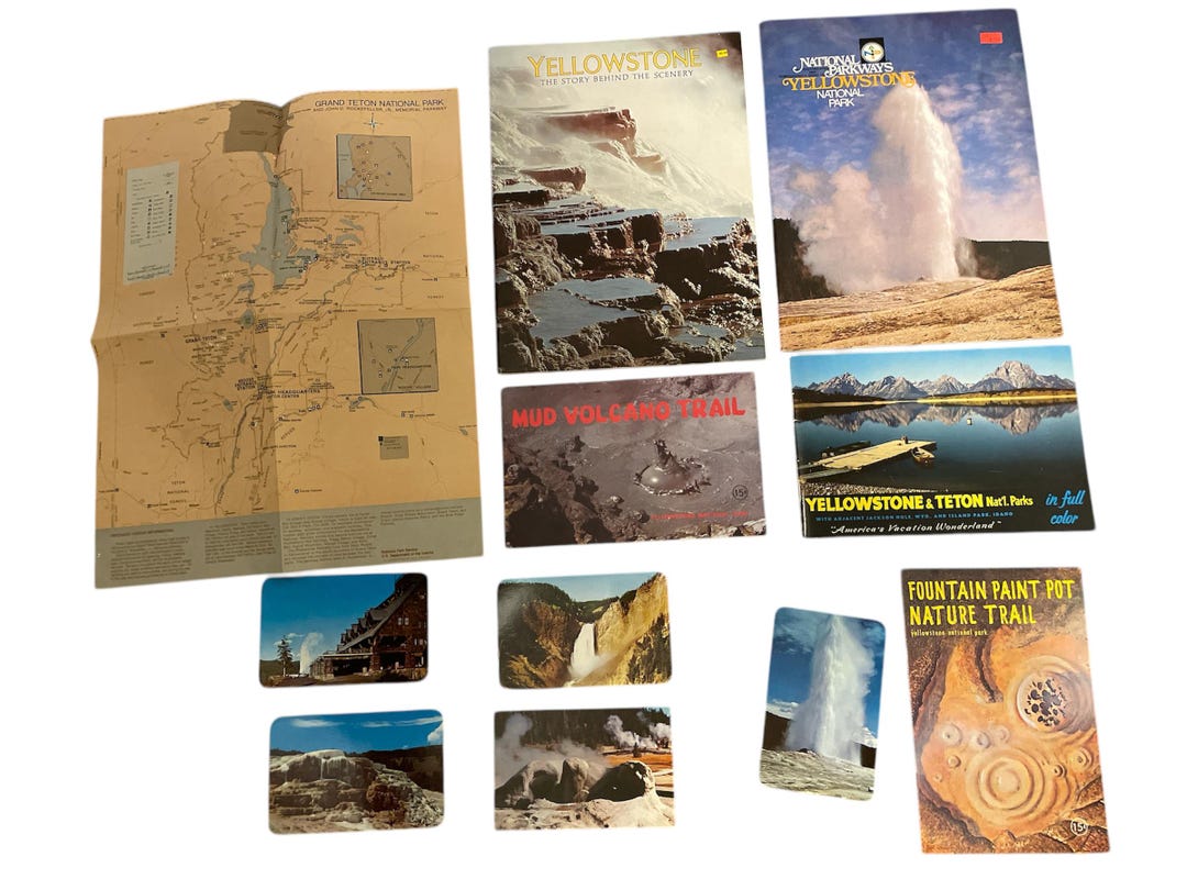 Yellowstone National Park Brochure Lot Parkways Map Mud Volcano Bill ...
