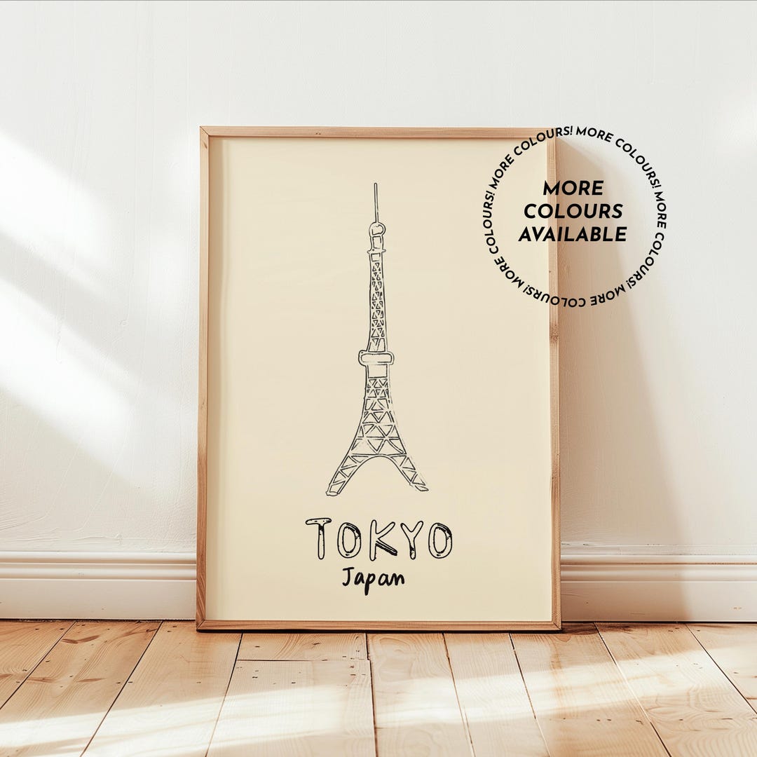 Tokyo Poster, Line Drawing Print, Tokyo Tower Print, Japan Gift, Travel ...