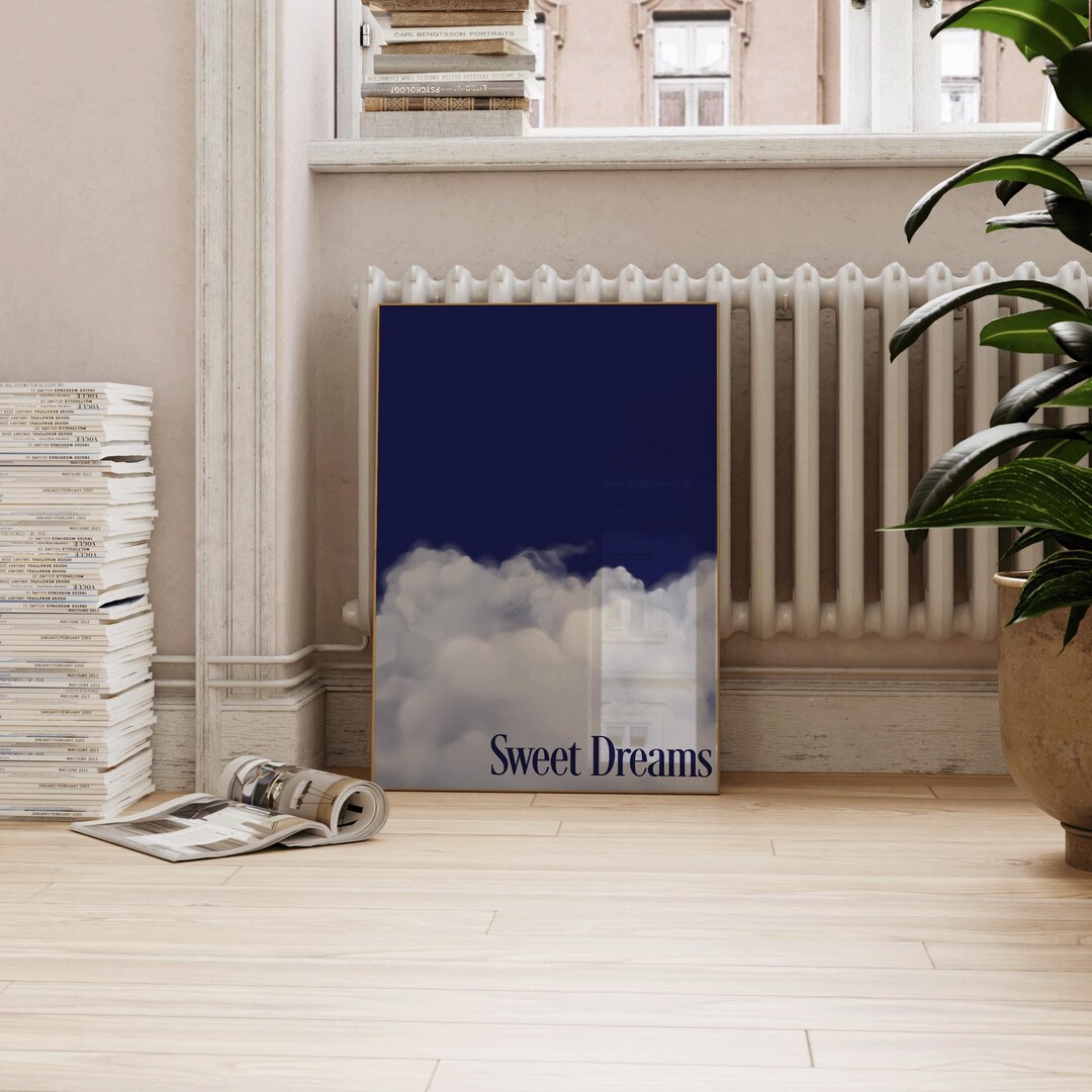 Dark Blue Cloud Print, Blue Wall Art, Abstract Wall Art, Bedroom Wall ...