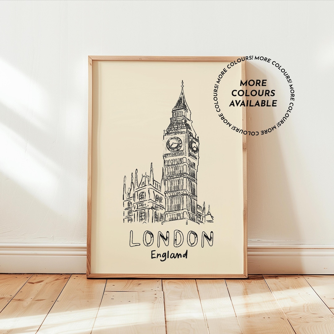 London Big Ben Line Art Print, England Travel Poster - Etsy