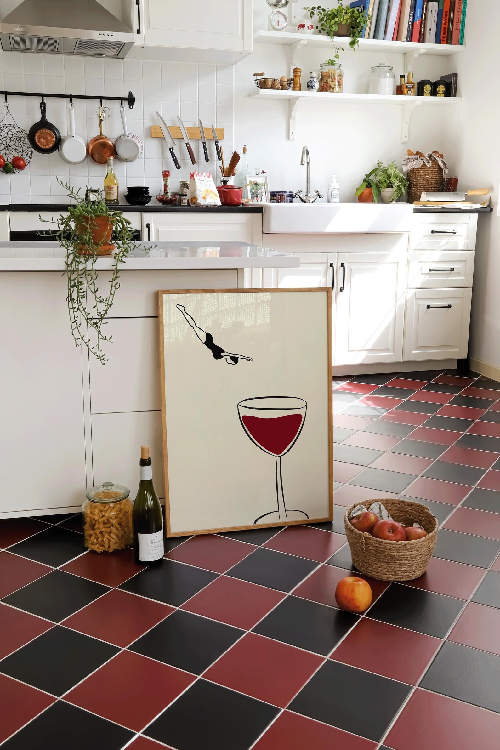 Wine Print, Hand Drawn Print, Dive Poster, Retro Wine Print, Diving ...