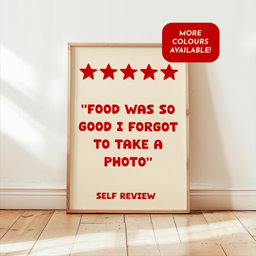 Funny Kitchen Print, 5 Star Food Review Poster, Chef Gift - Etsy