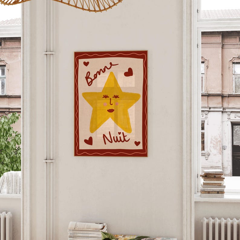 Goodnight Print, Bonne Nuit Poster, Nursery Wall Art, Star Print ...