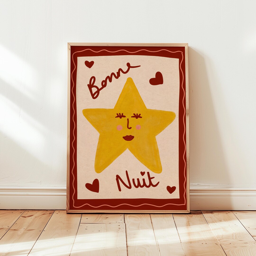 Goodnight Print, Bonne Nuit Poster, Nursery Wall Art, Star Print ...