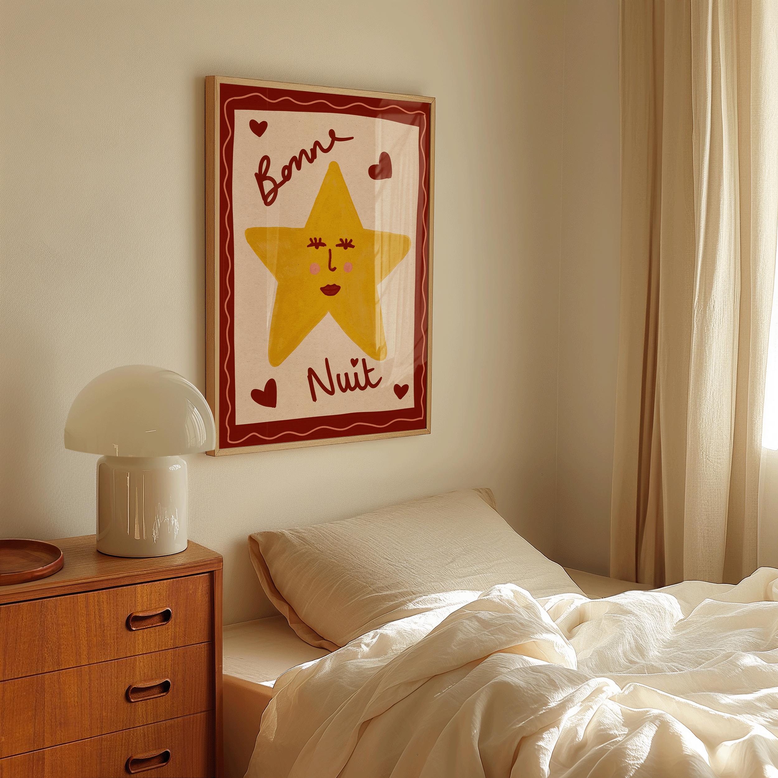 Goodnight Print, Bonne Nuit Poster, Nursery Wall Art, Star Print ...