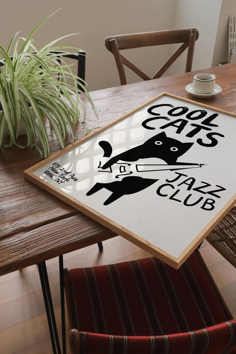 Cool Cats Jazz Club Poster, Vintage Music Wall Art - Etsy