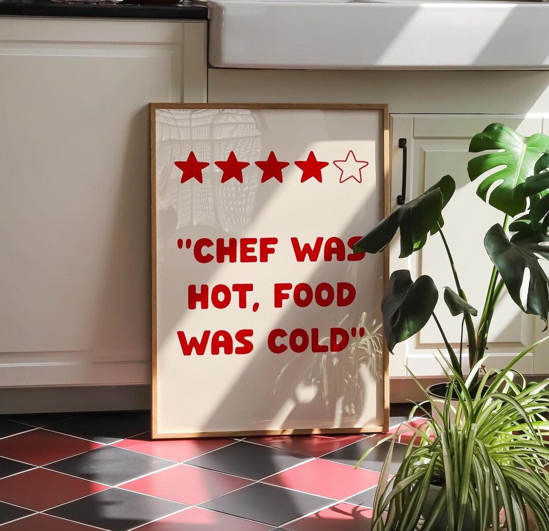 Food Review Wall Art, Review Kitchen Print, Funny Kitchen Poster, Chef ...