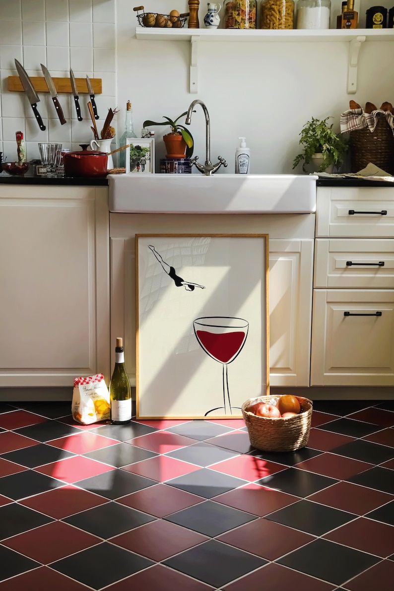 Wine Print, Hand Drawn Print, Dive Poster, Retro Wine Print, Diving ...