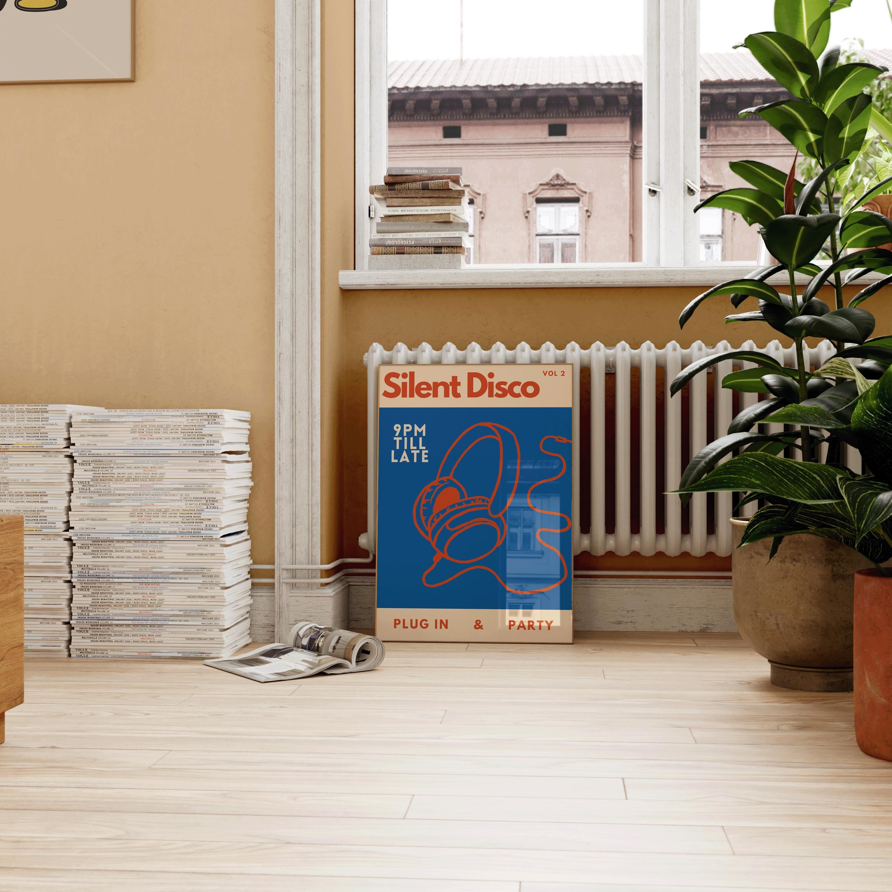 Silent Disco Poster Wall Art, Retro Music Poster, Disco Wall Art, 80s ...