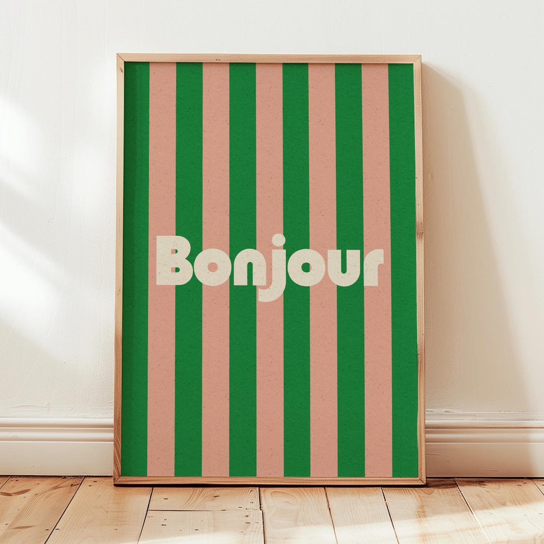 Hallway Wall Art, Welcome Print, Bonjour Poster, Bold Typography Print ...