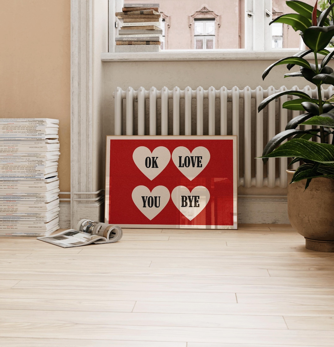 Ok Love You Bye Print, Vintage Red Print, Valentines Gift for Her ...