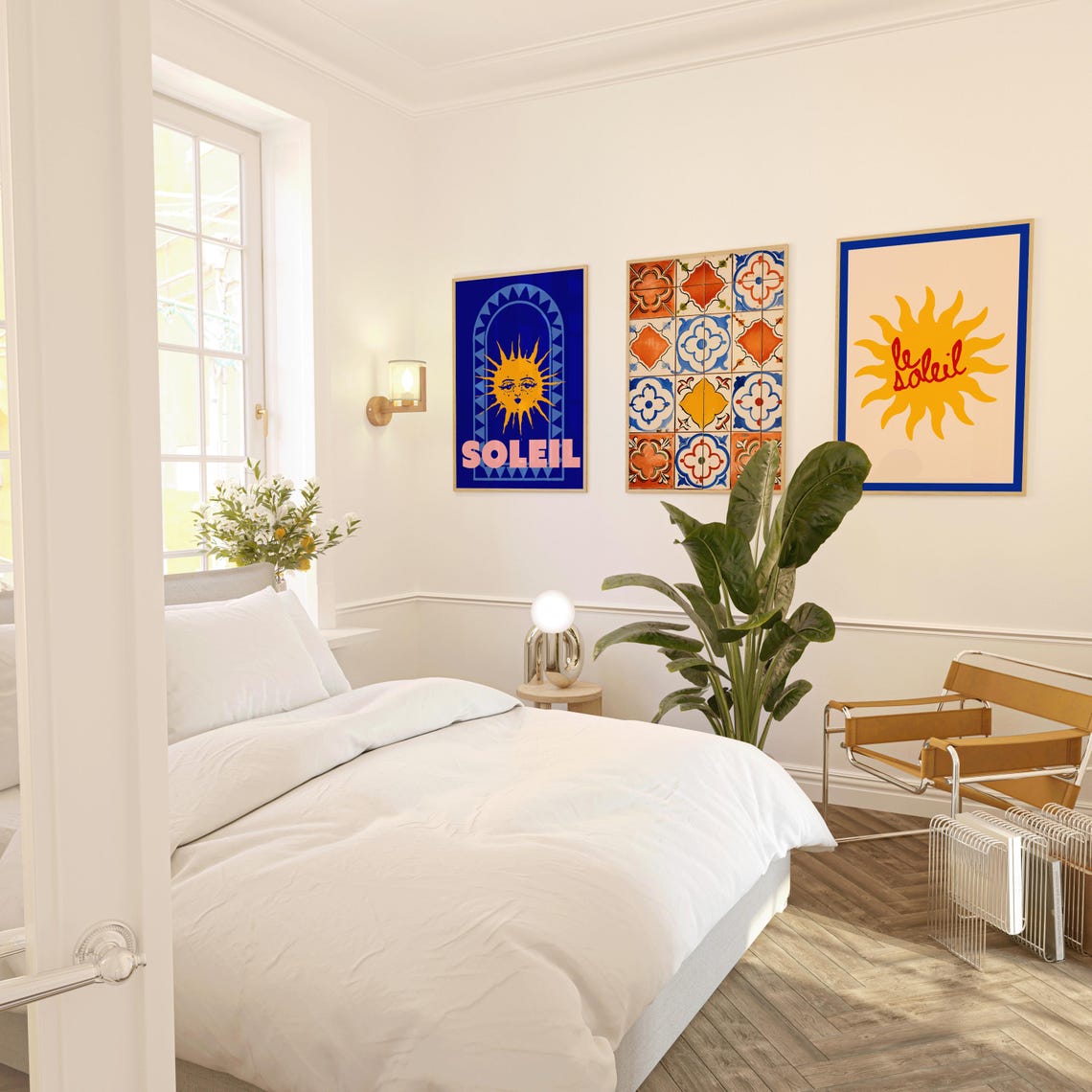 SET OF 3 POSTERS Le Soleil Set of 3 Posters, Bright Sun Wall Art ...