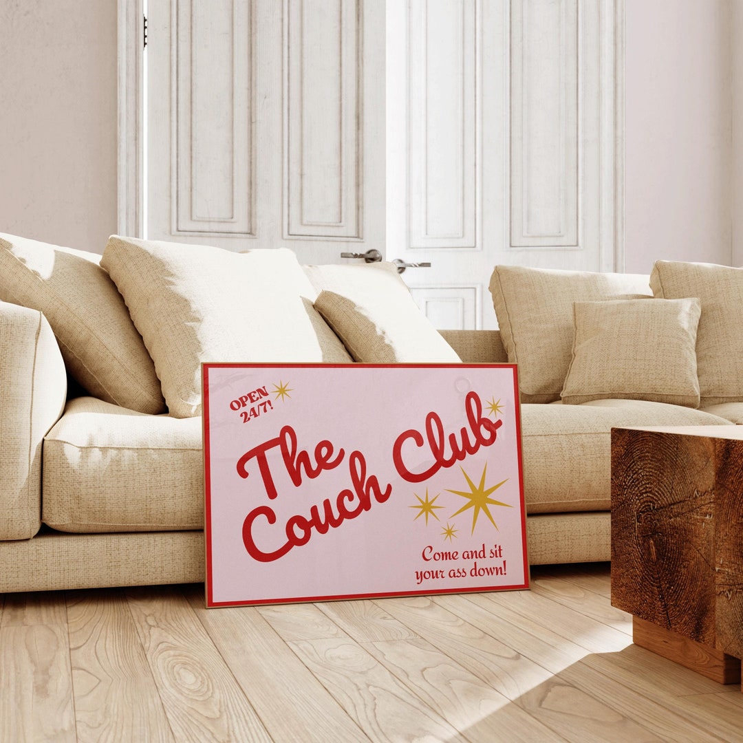 Couch Club Living Room Print, Couch Club Print, Retro Bedroom Art, Y2K ...