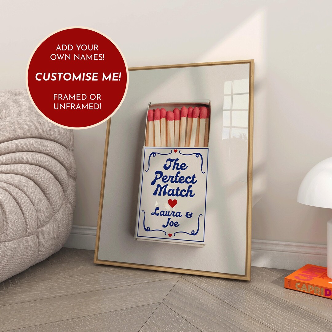 Custom Matchbox Print, Personalised Gift for Couple, Personalised ...