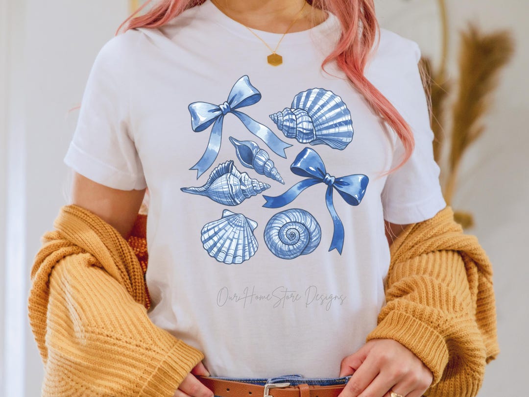 Blue Coquette Seashell PNG, Beach Summer Vibes Png, Preppy Aesthetic ...