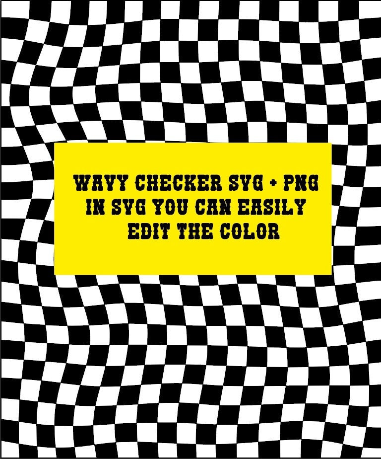 Checker Editable SVG, Checker on Transparent Png, Wavy Checker Digital ...