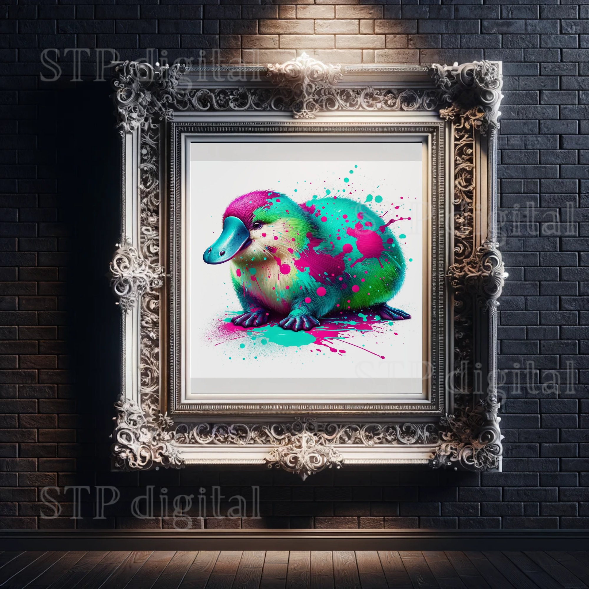 Platypus Splatter Painting, Duck Beaver Otter Hybrid, Digital Art ...