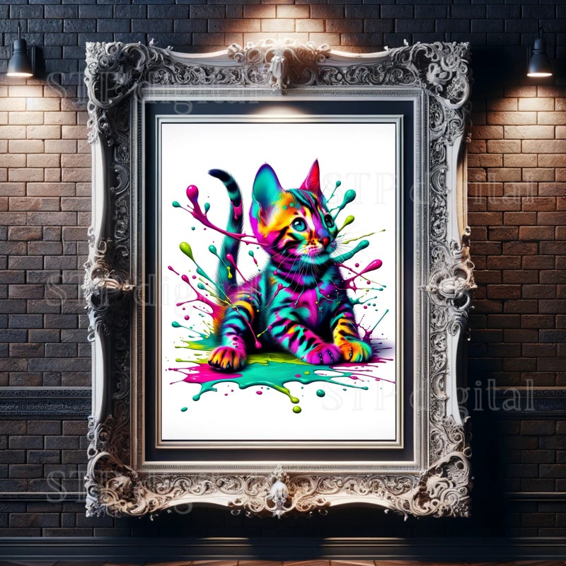 Kitten Splatter Art - Etsy UK