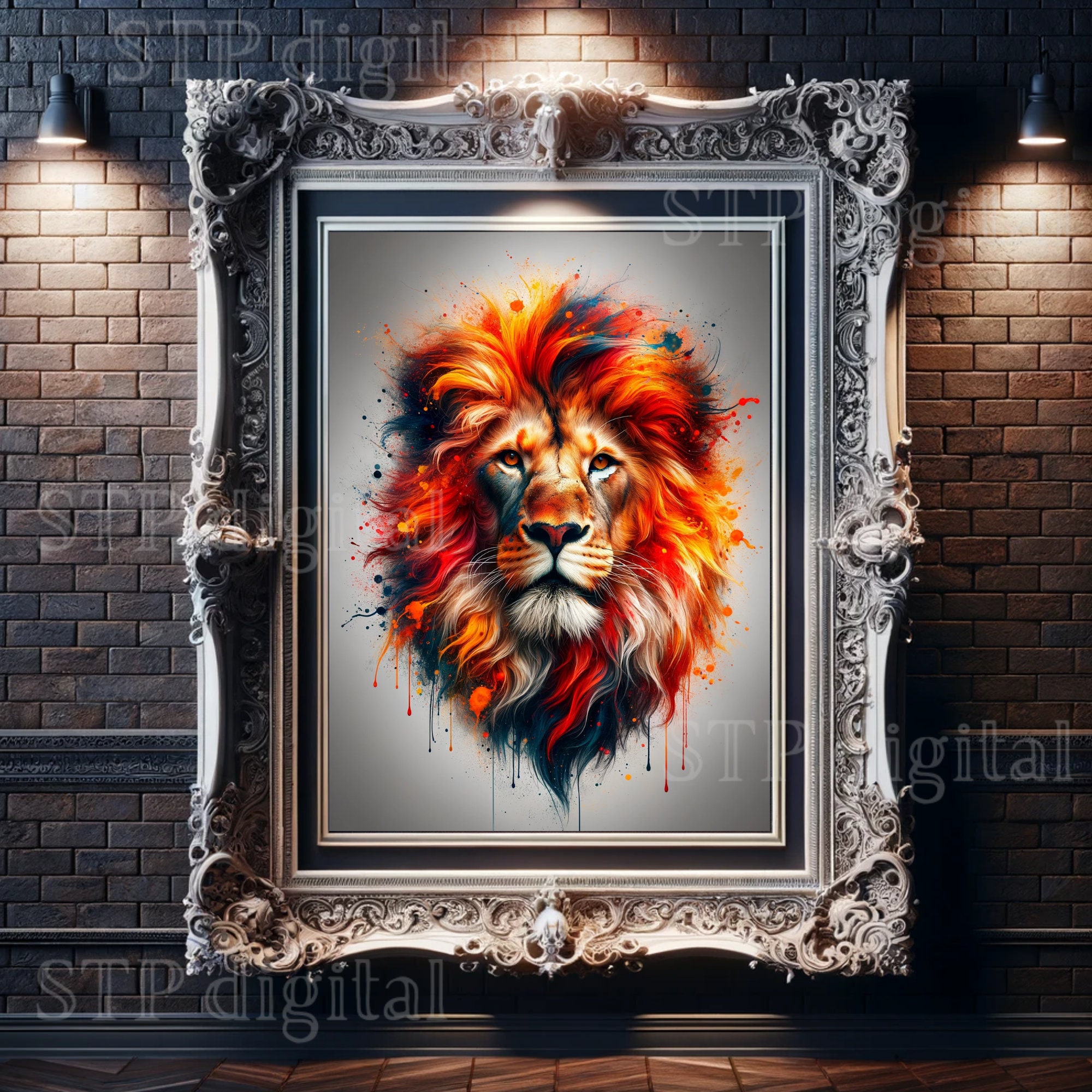 Lion Fire Painting, Splatter and Drip Painted Mane, Digital Art ...