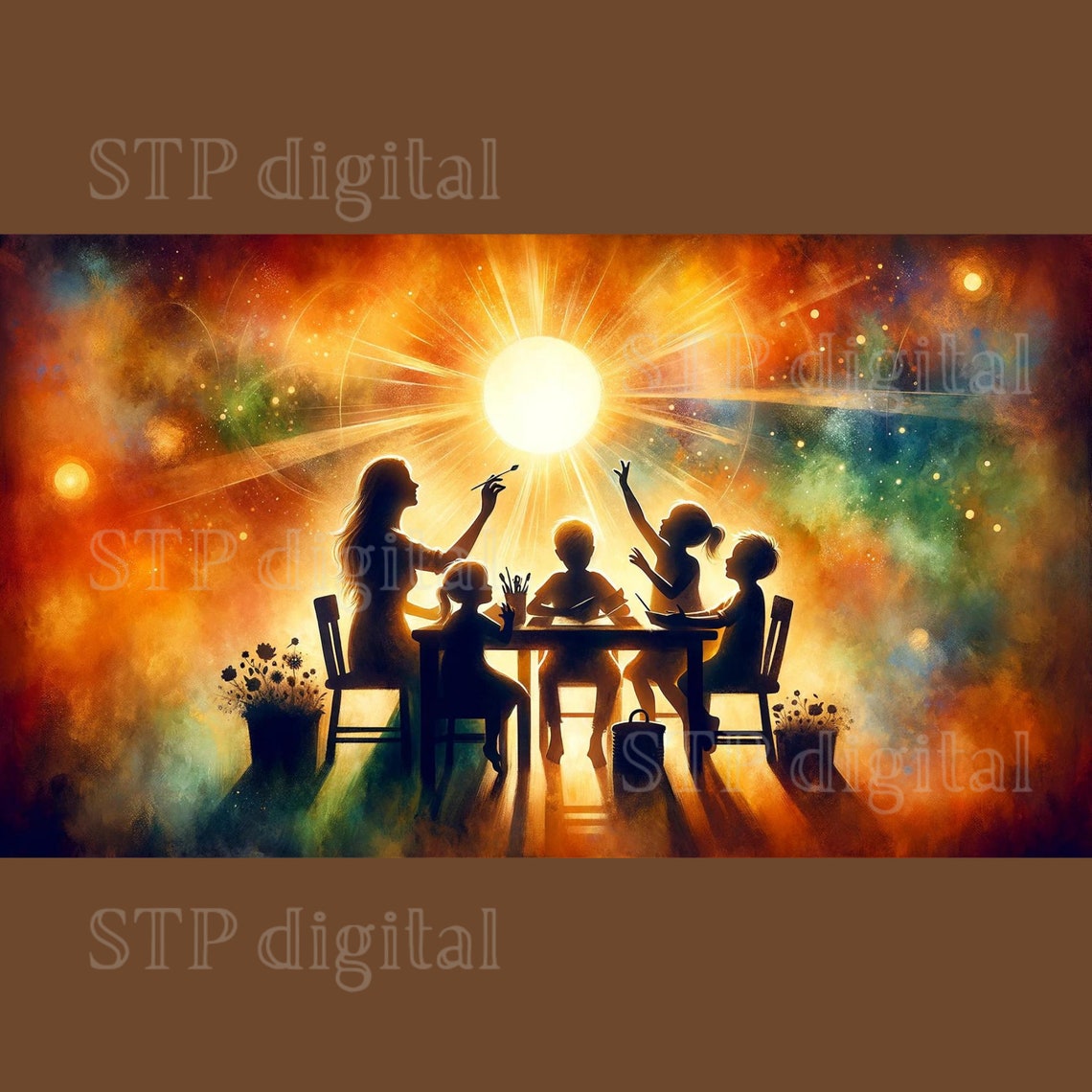 Digital Download Painting of Mother and Children, High Resolution Png ...