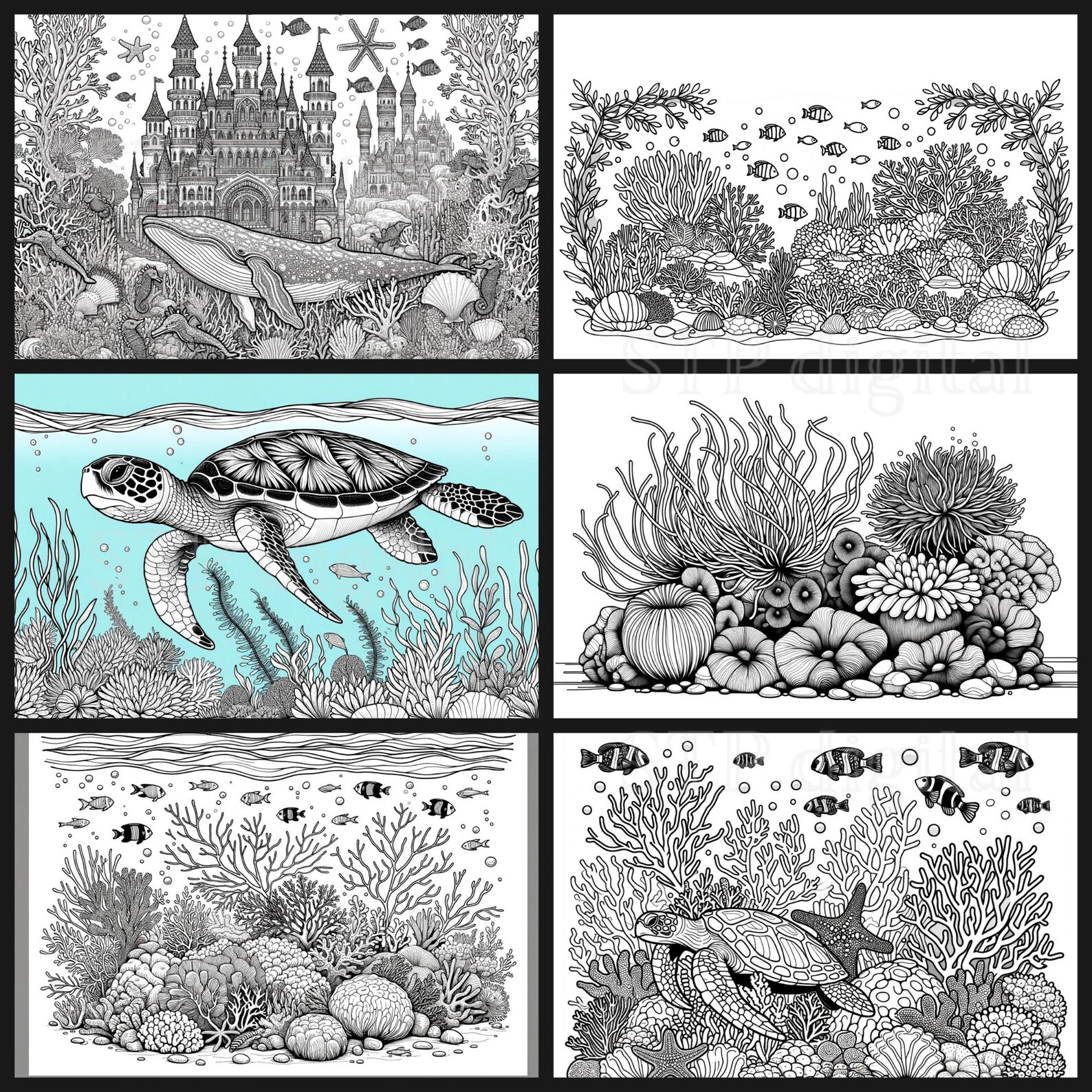 Coloring Page Download, 32 Underwater Designs, Coral Reef Clip Art ...