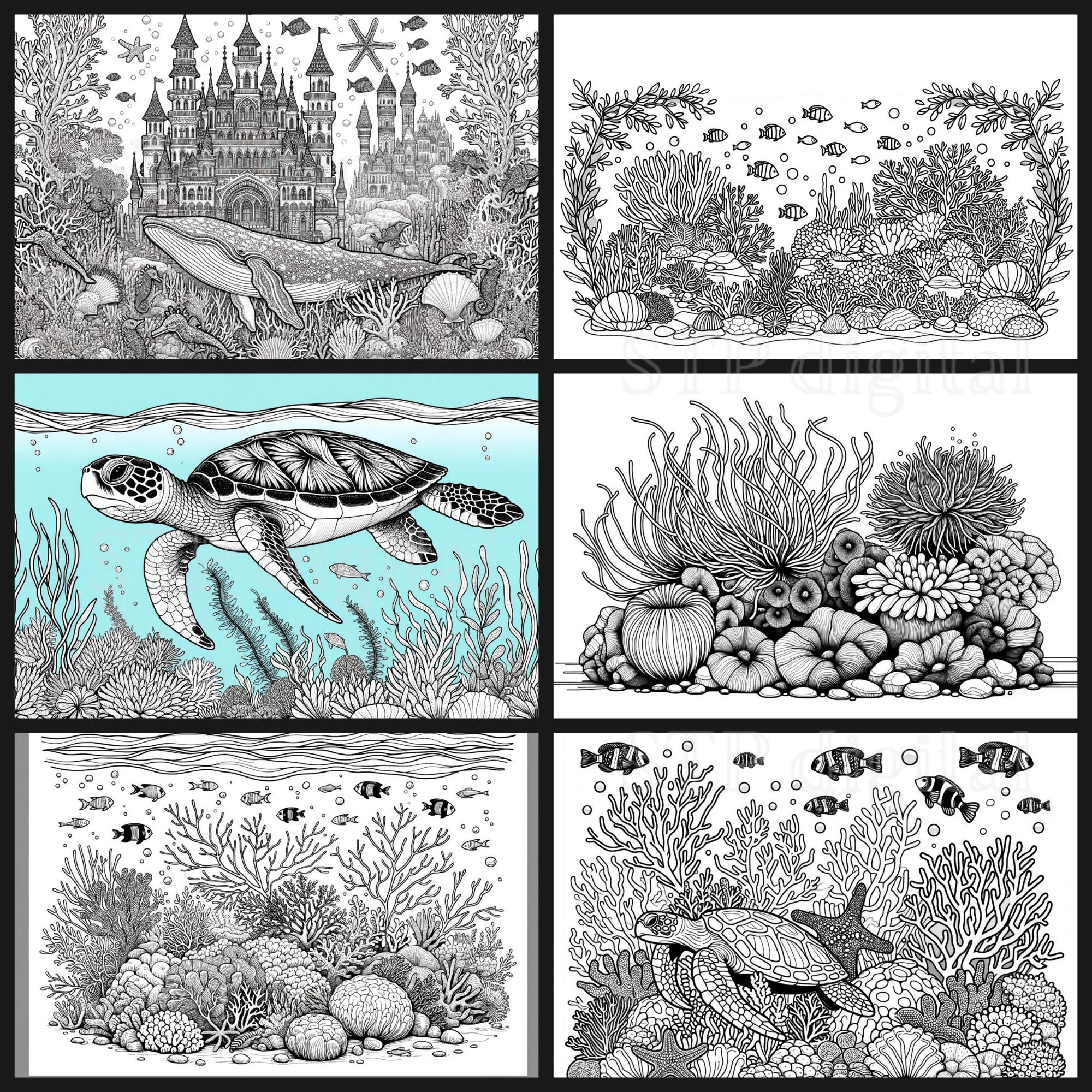 Coloring Page Download, 32 Underwater Designs, Coral Reef Clip Art ...