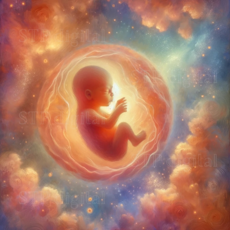 Baby in the Womb, Painting of the Sacred Life of a Child Before Birth ...