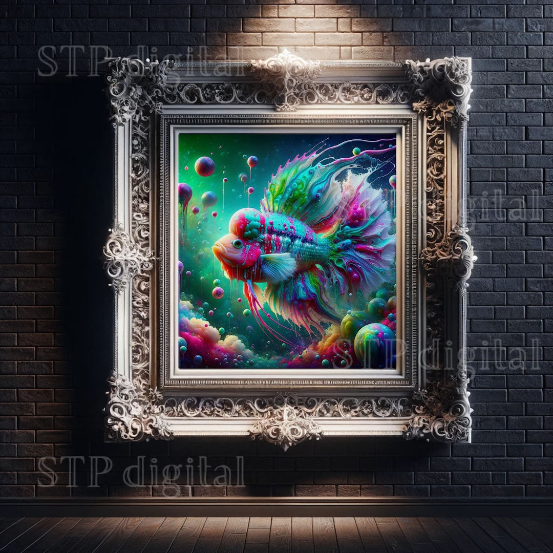 Fantasy Flowerhorn Fish, Fluid Art Style Digital Painting, High ...