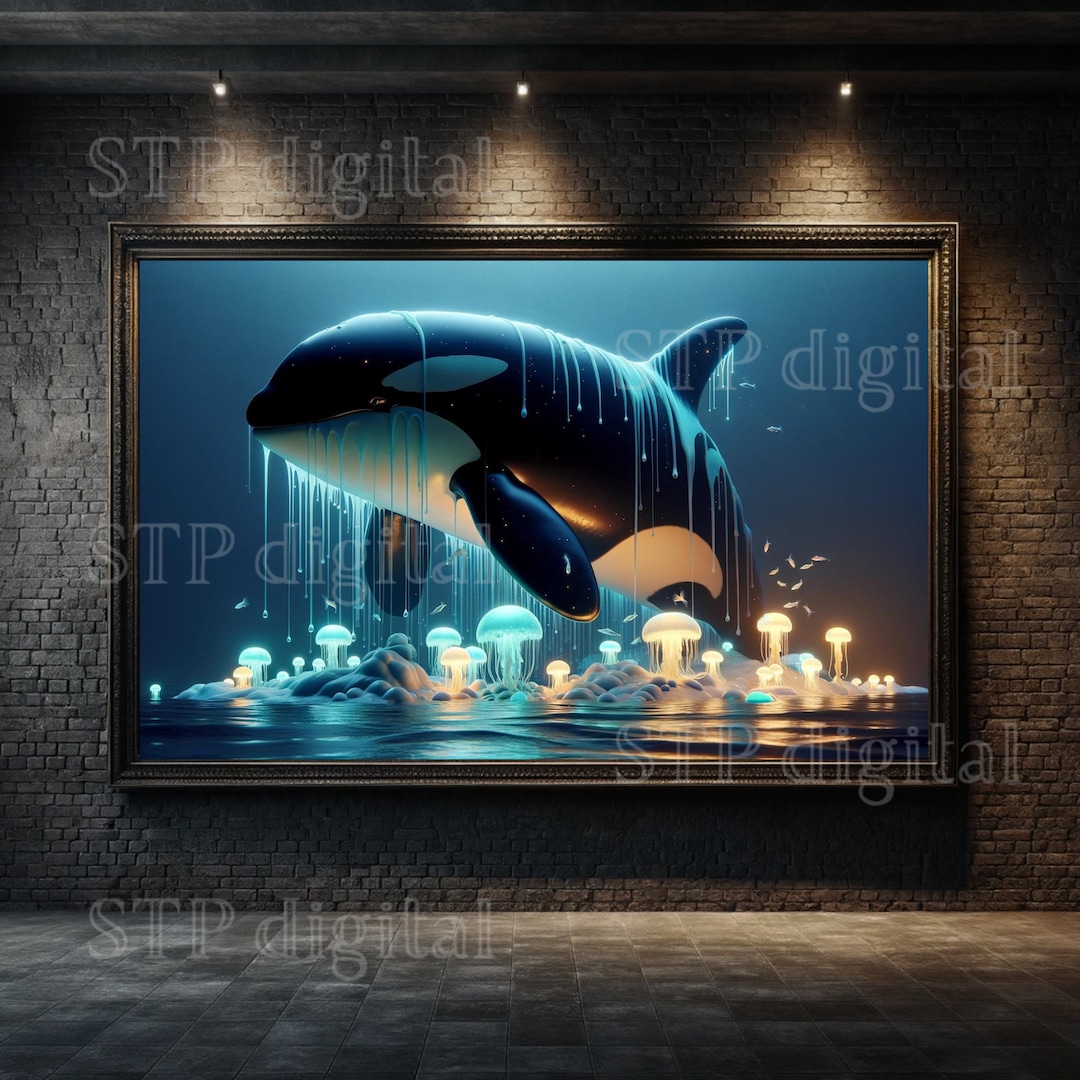Orca and Jellyfish Painting, Digital Art Download, Abstract Realism ...