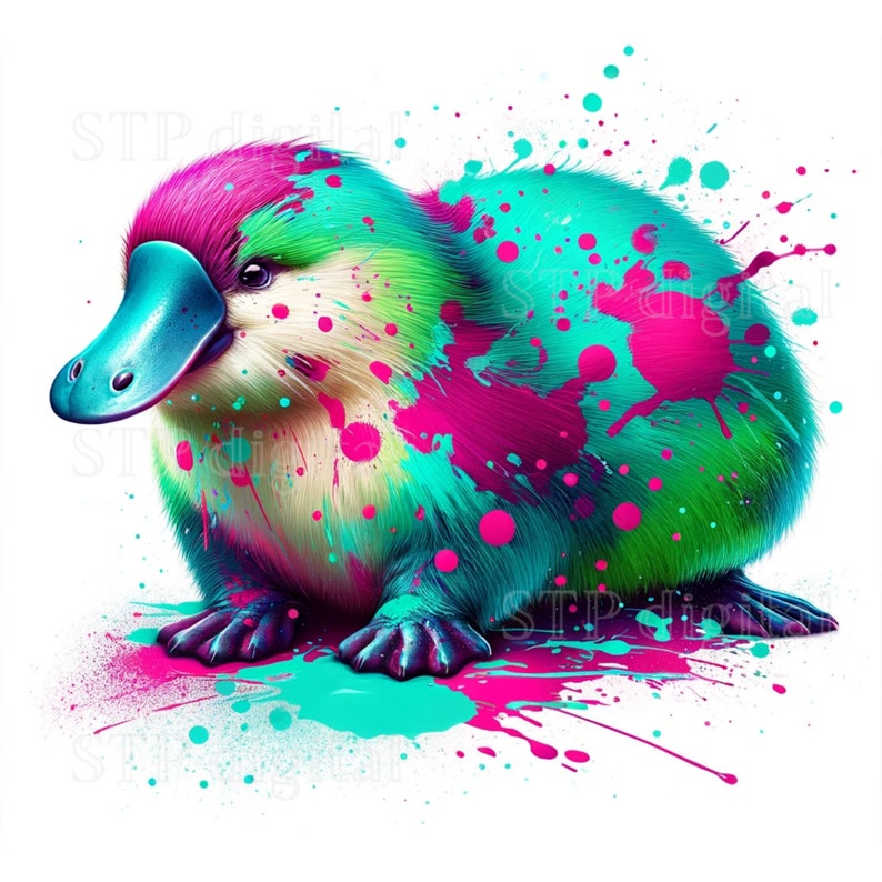 Platypus Splatter Painting, Duck Beaver Otter Hybrid, Digital Art ...