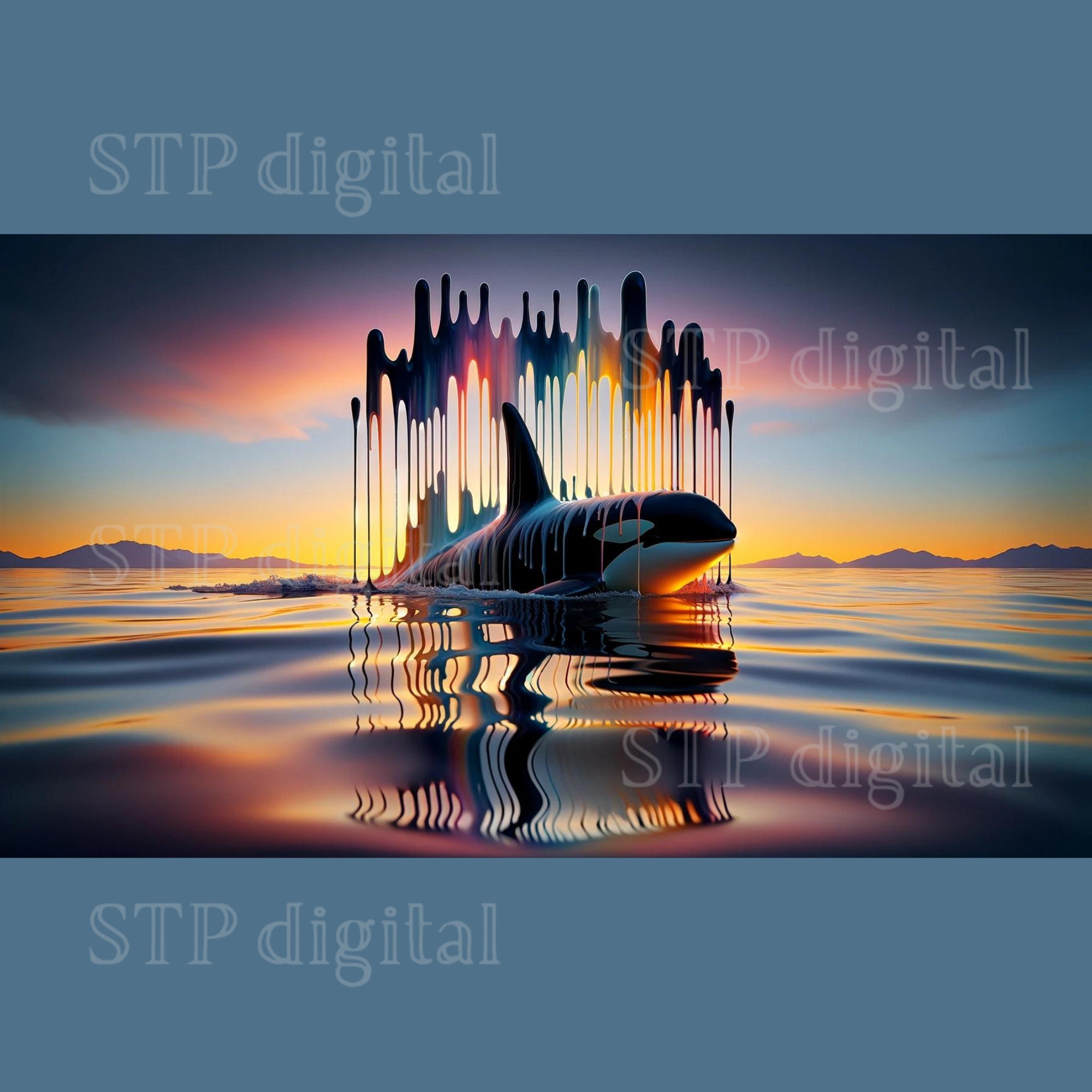 Orca Whale Serenity, Digital Download, Abstract Painting of Killer ...