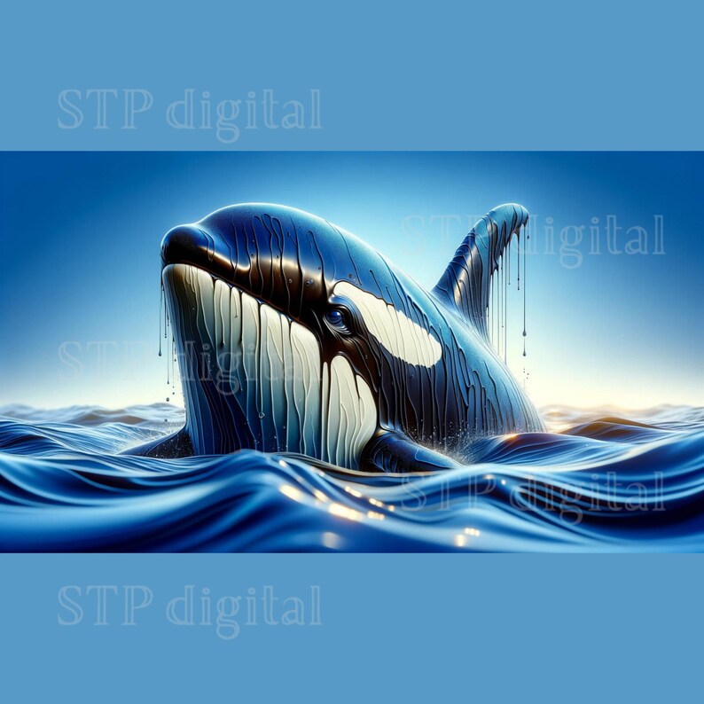 Orca Whale Digital Download, High Resolution Abstract Drip Art Killer ...