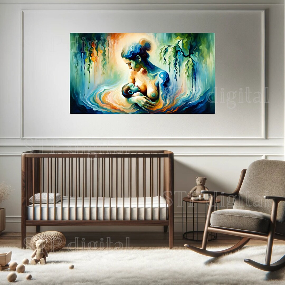 Mother and Baby Painting, Vibrant Skin to Skin Abstract Painting ...