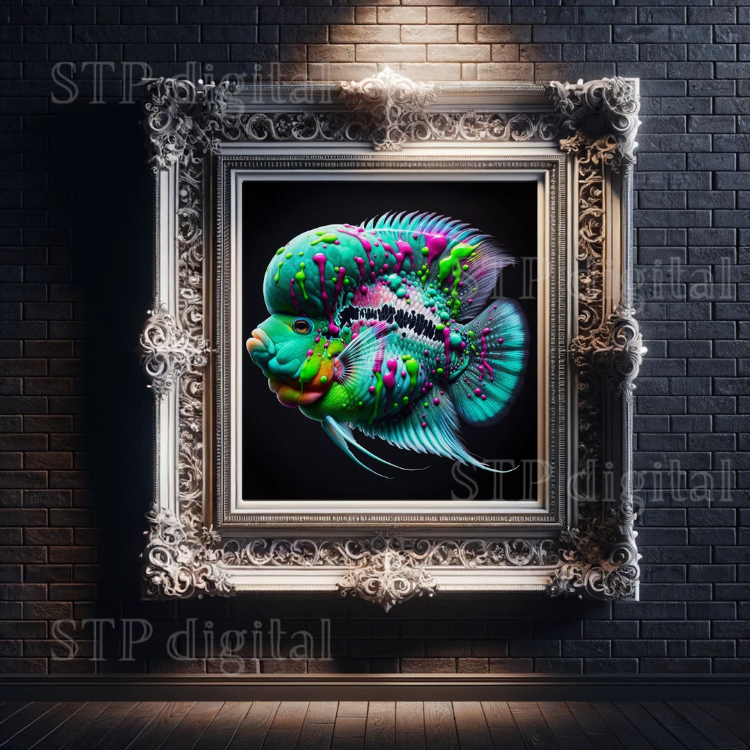 The King Flowerhorn! Stunning Drip Painting of a Flowerhorn Cichlid ...