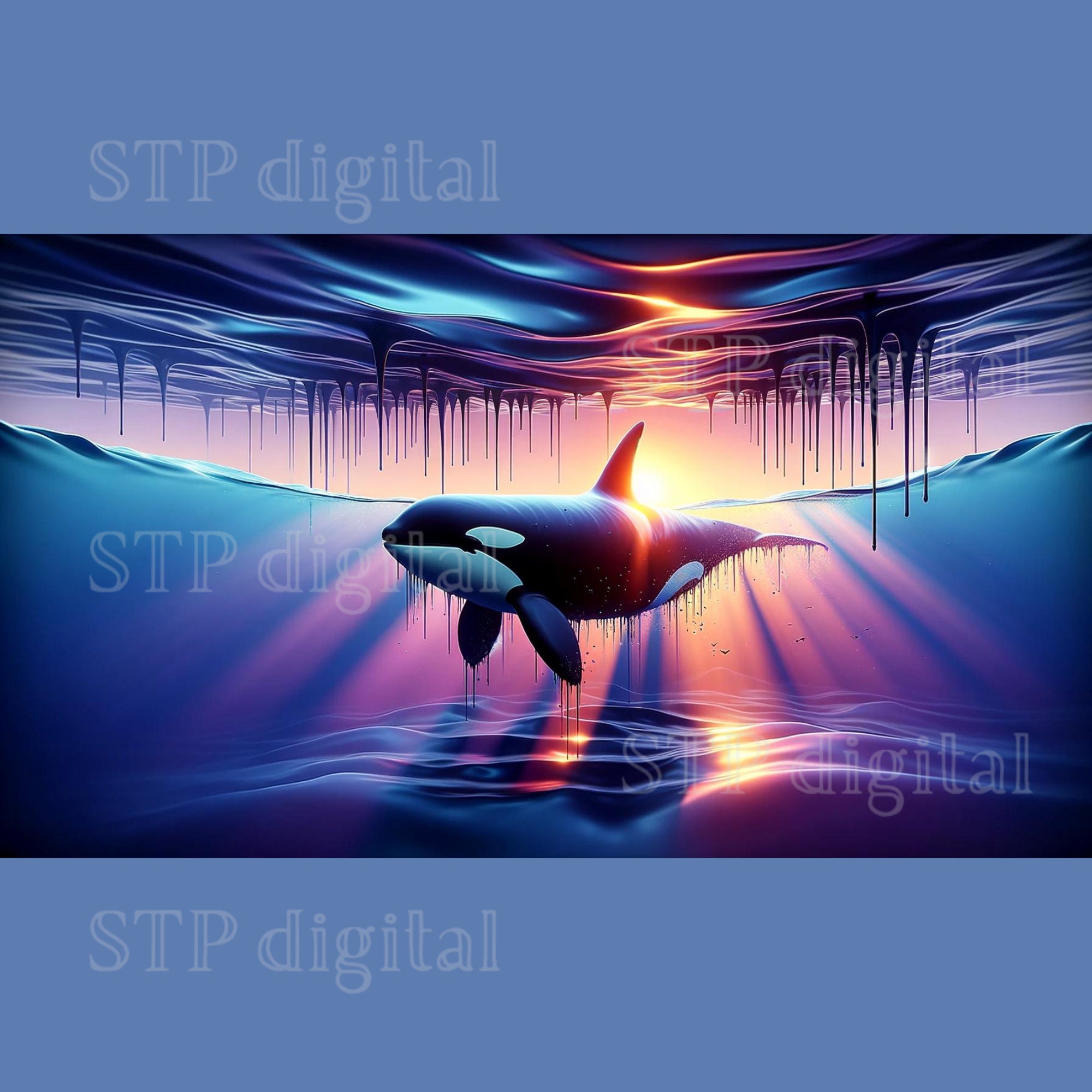 Orca Whale Png Download, Killer Whale Abstract Drip Art, High ...