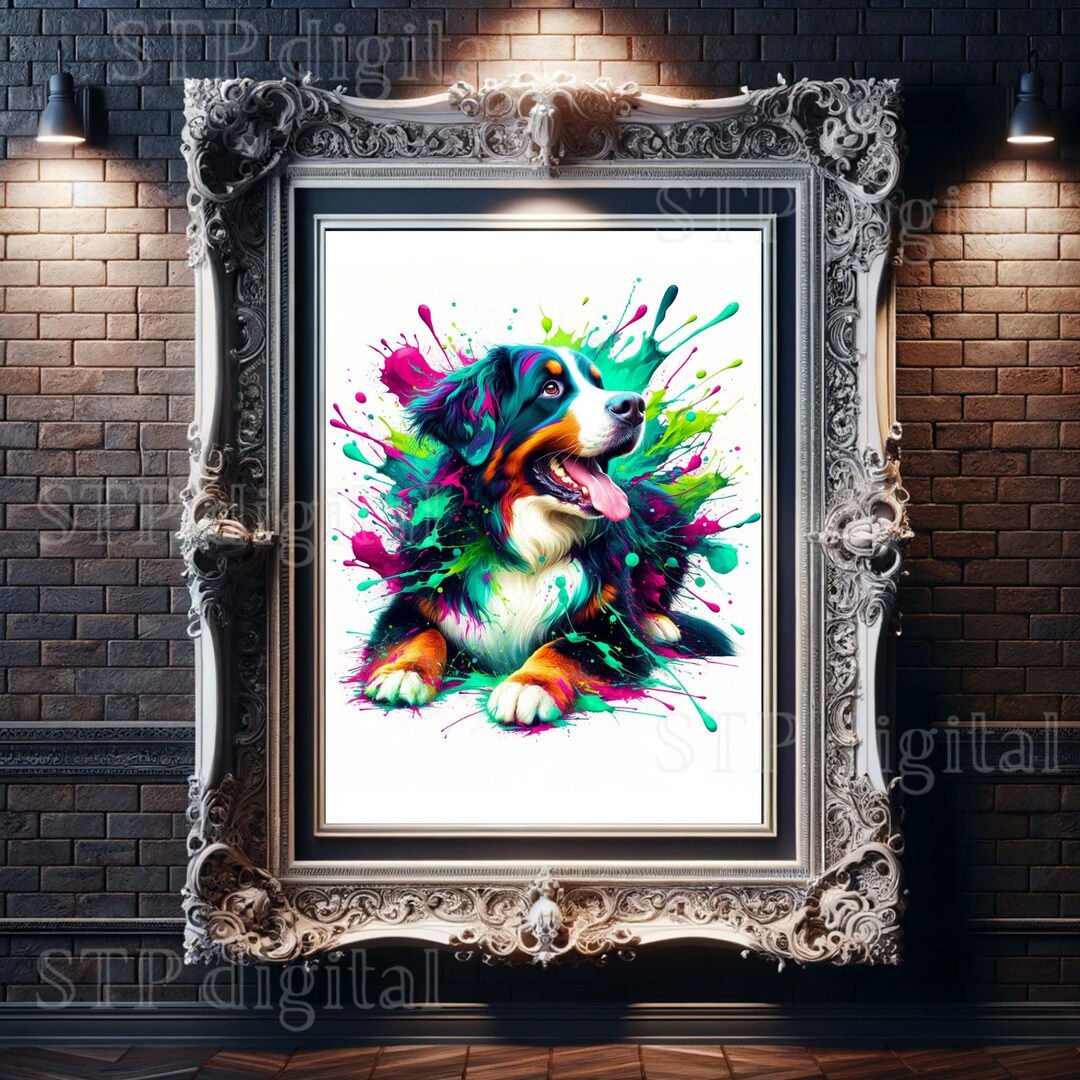 Bernese Mountain Dog Painting, Classic Berner Pose, Dogs of Switzerland ...