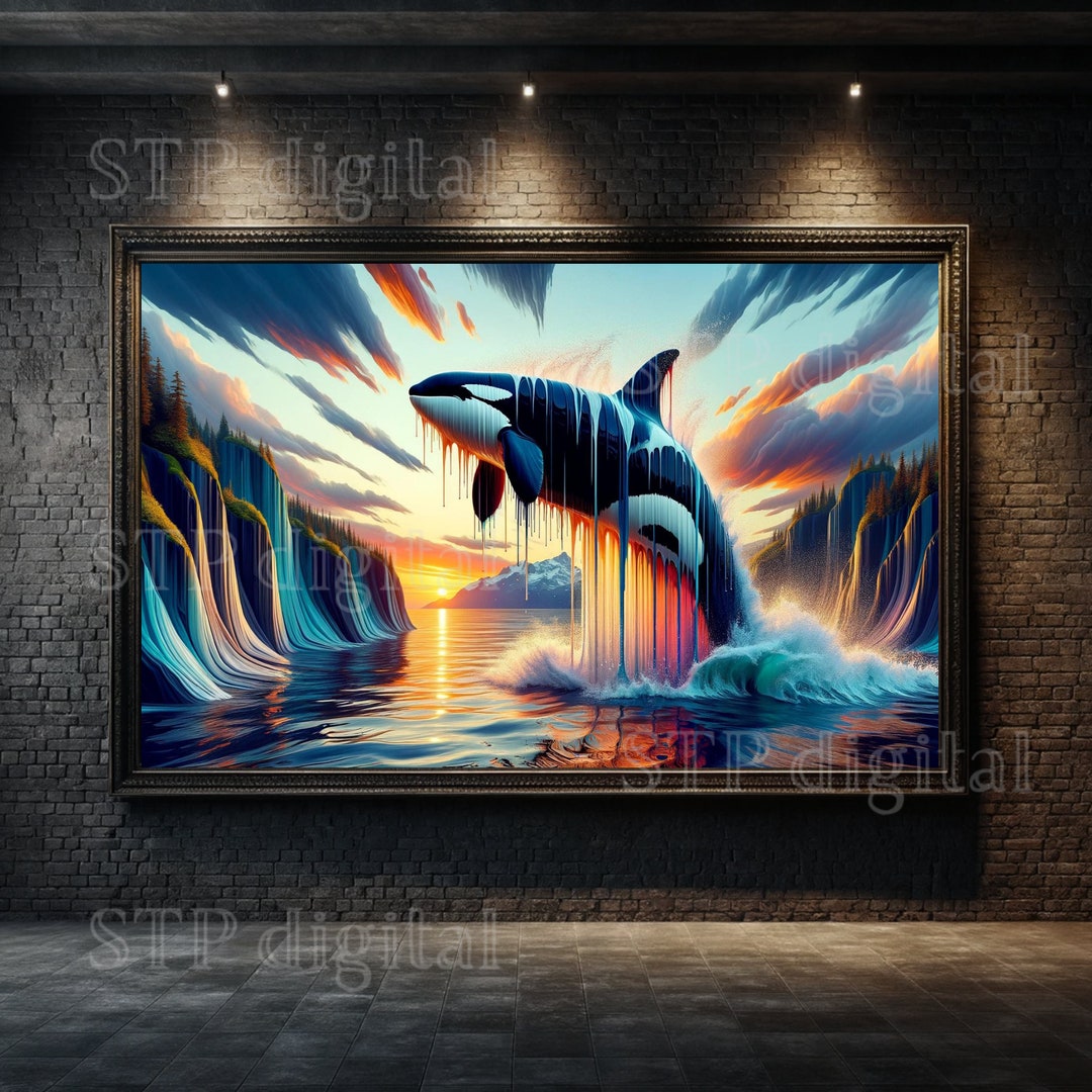 Whale Painting, Orca Jumping, Pacific Northwest Killer Whale Art ...