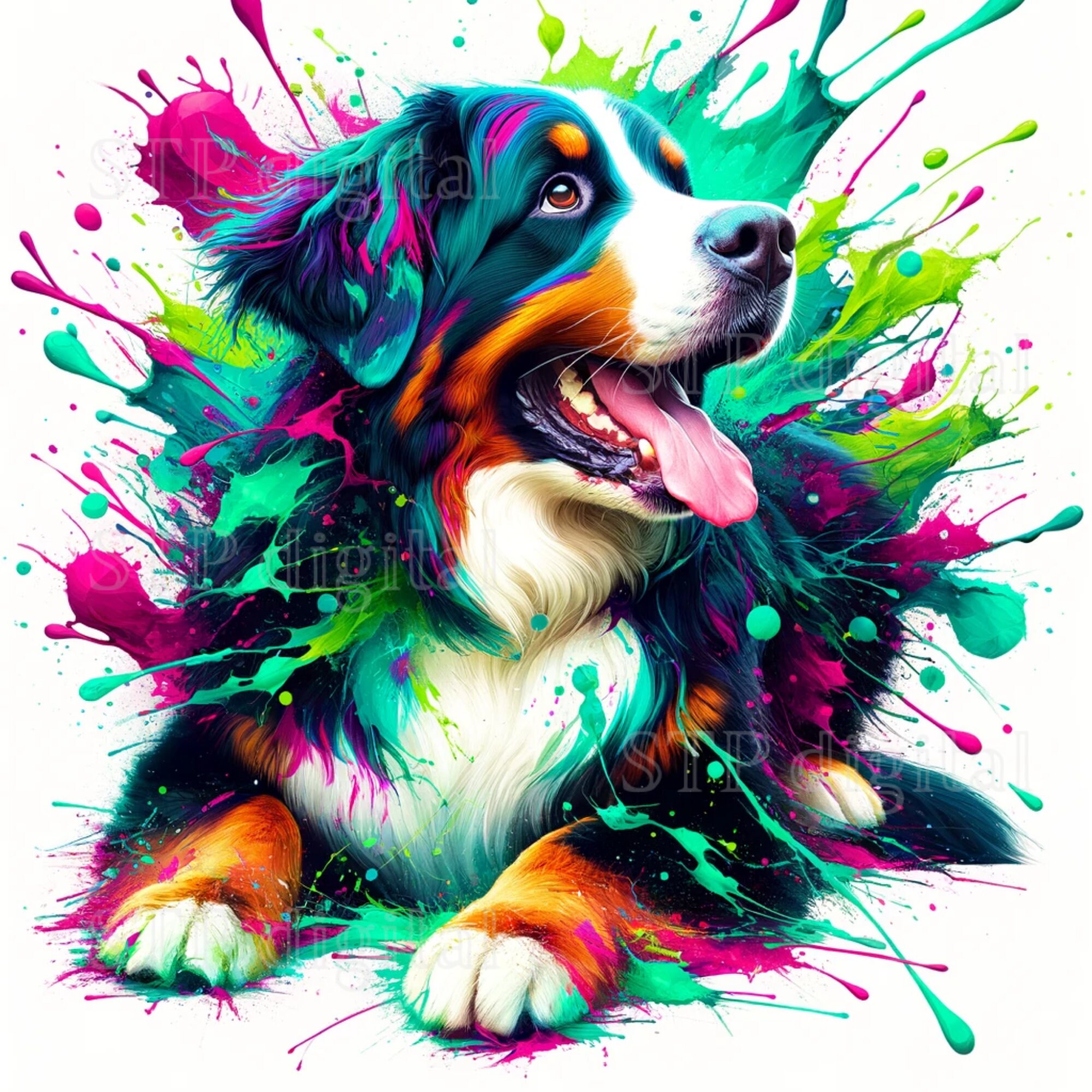 Bernese Mountain Dog Painting, Classic Berner Pose, Dogs of Switzerland ...