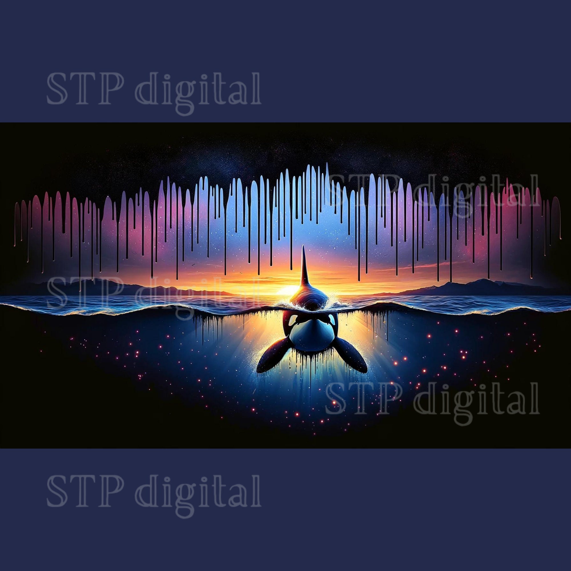 Stellar Orca Painting, High Resolution Instant Download, Killer Whale ...