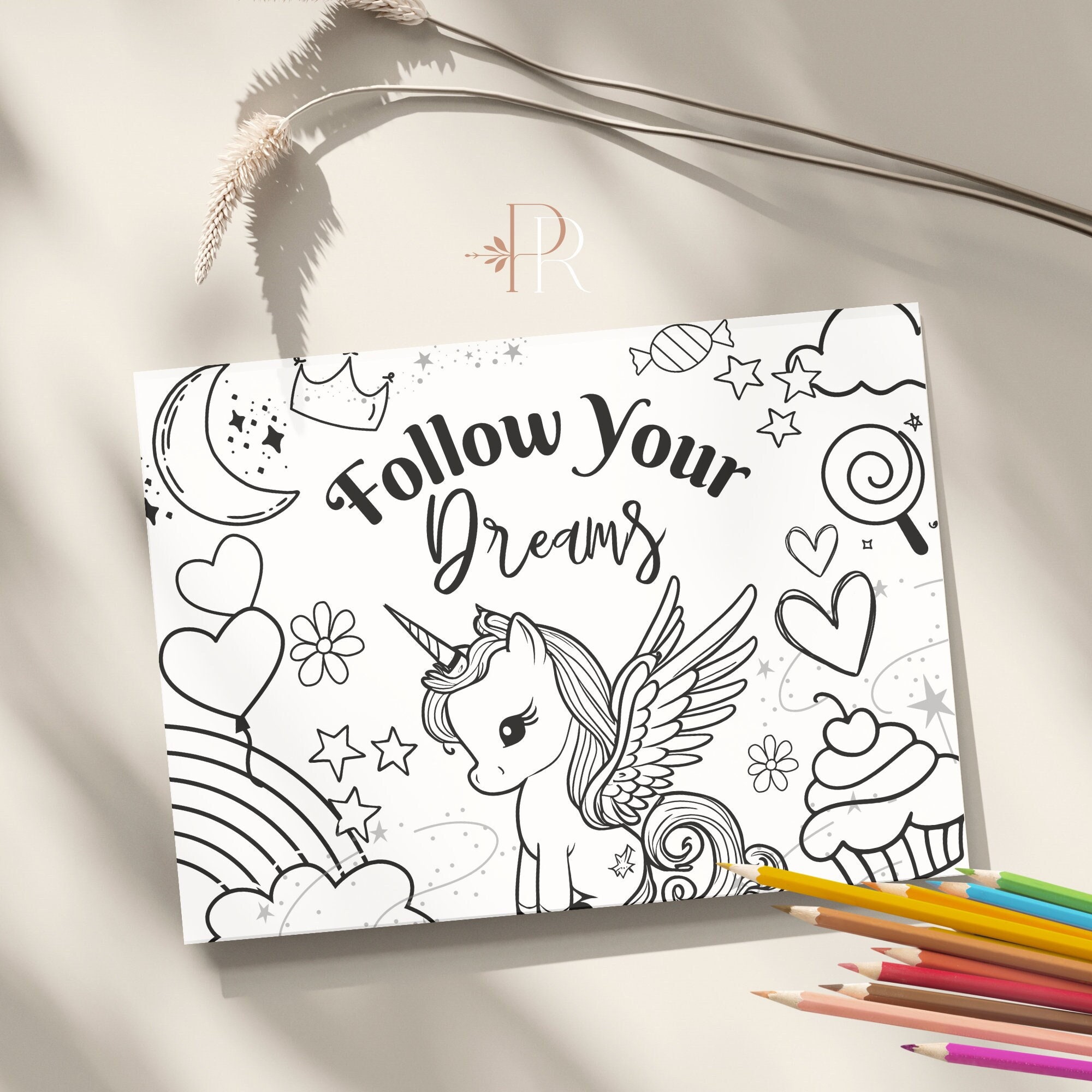 Unicorn Party Printable Coloring Activity Mat for Kids, Instant ...